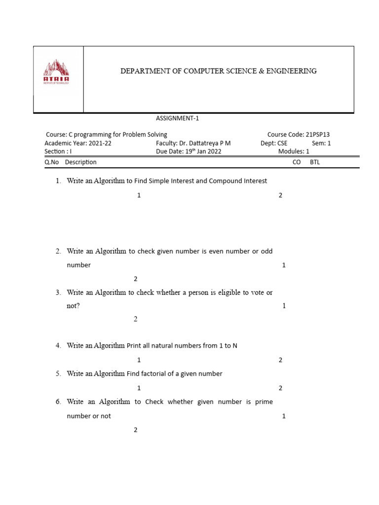 Assignment 1 | PDF | Algorithms | Numbers Assignment 1 | PDF | Algorithms | Numbers