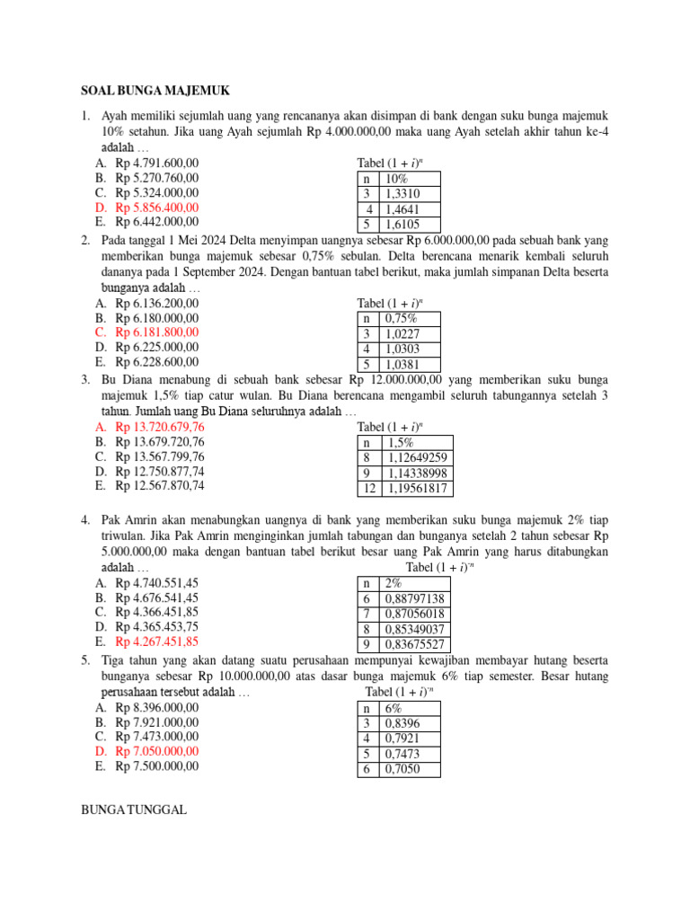 Soal Ulangan Bunga Dan Anuitas | PDF