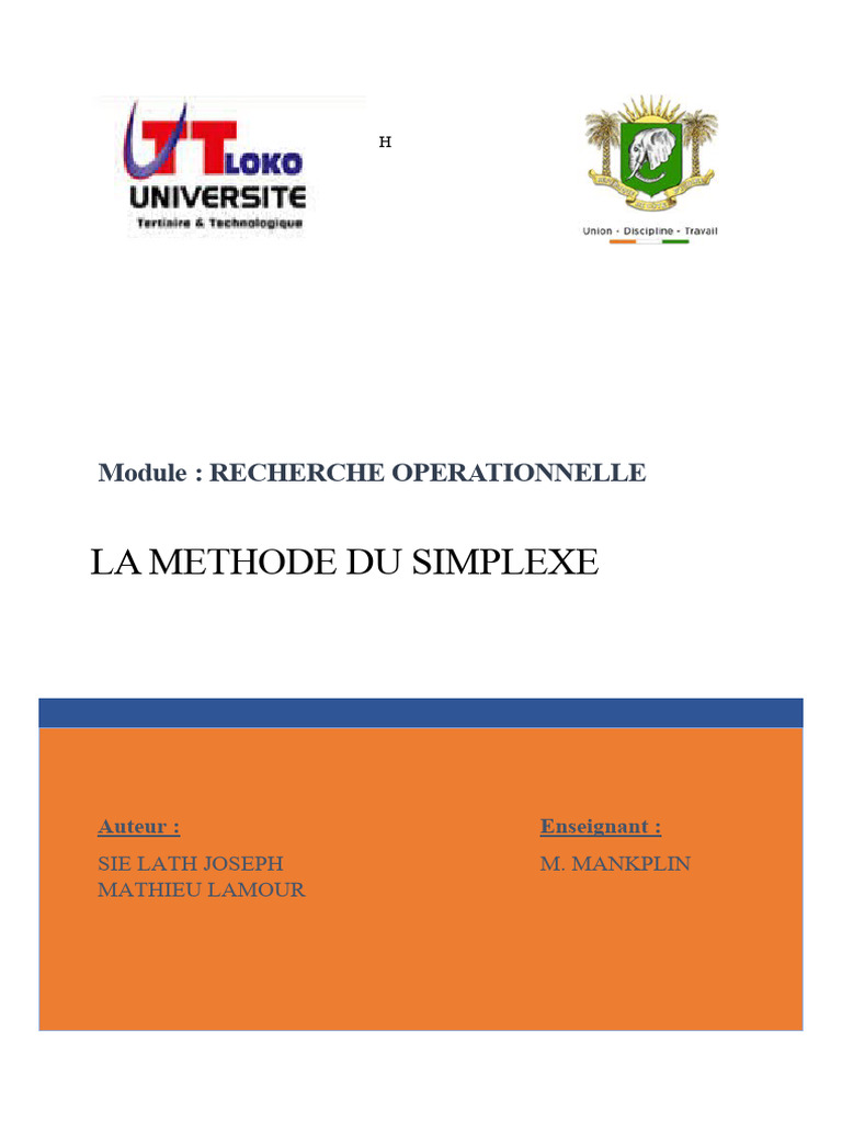 Introduction à la Méthode du Simplexe | PDF | Optimisation linéaire | Équations