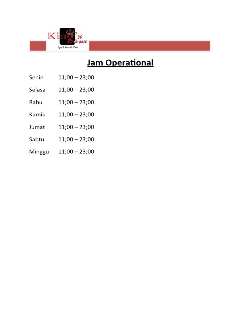 Jam Operational kings | PDF