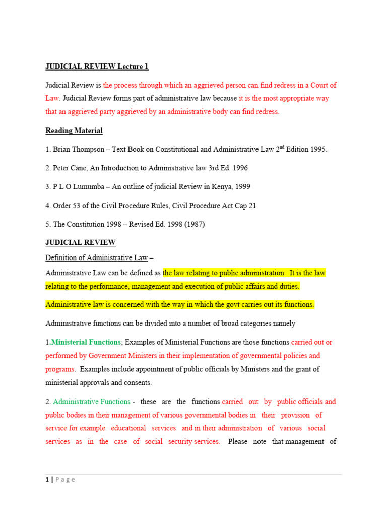 JUDICIAL REVIEW (1) | PDF | Certiorari | Writ Of Prohibition