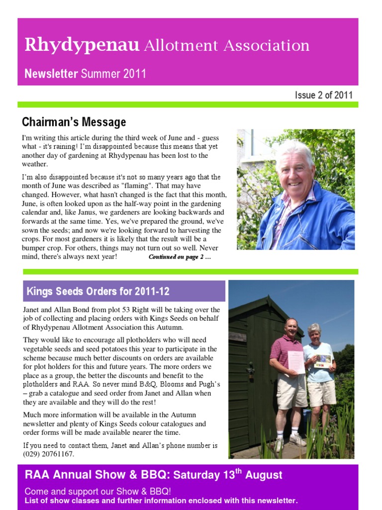 RAA Newsletter Summer 2011 | PDF | Vegetables | Parsley