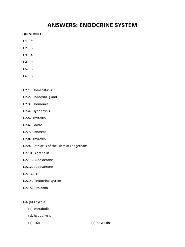 Endocrine System Q&A Overview | PDF | Endocrine System | Insulin