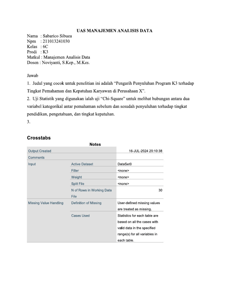 Manajemen Analisi Data Sabarico Sibuea | PDF