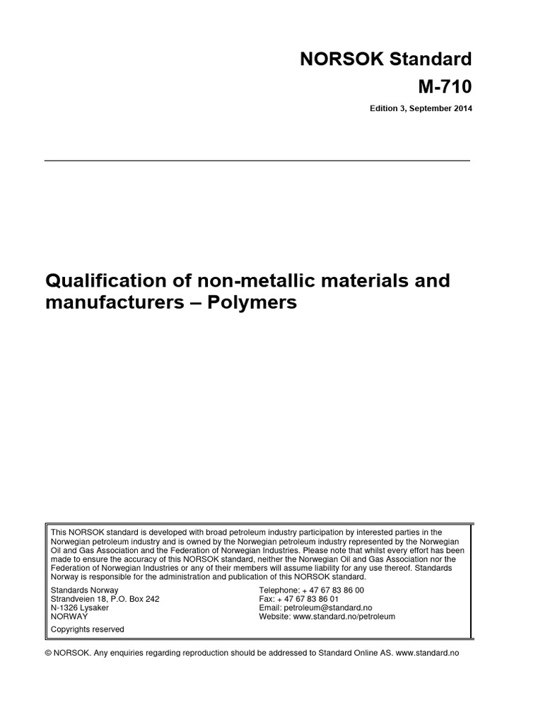 Norsok Standard M-710 - Edition 3 - Sep2014 | PDF | Deformation (Engineering) | Hardness