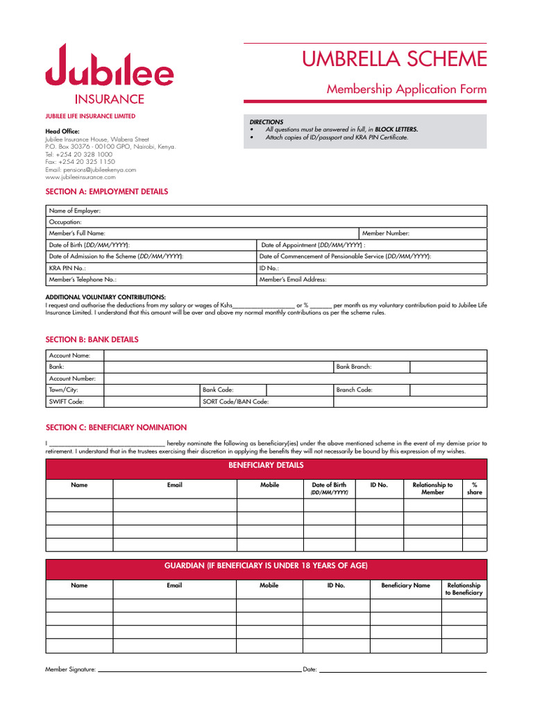 Umbrella Scheme Membership Application Form. | PDF | Information Privacy | Consent
