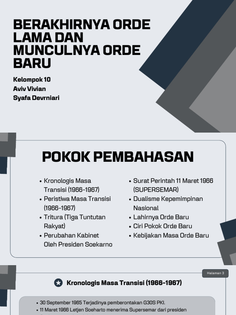 Kel 10 - Berakhirnya Orde Lama Dan Munculnya Orde Baru | PDF