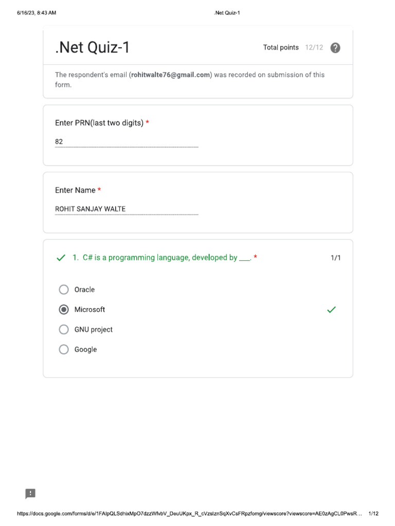 Quiz 1 | PDF