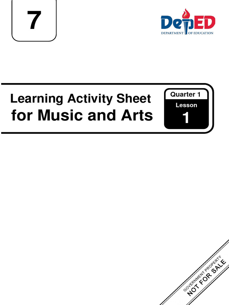 Grade 7 Music and Arts Activity Sheet | PDF | Learning | The Arts