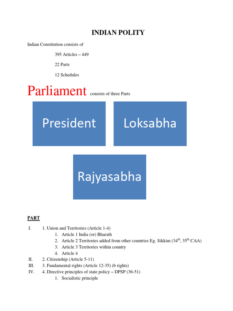 Polity Short notes | PDF | Bill (Law) | Government Of India