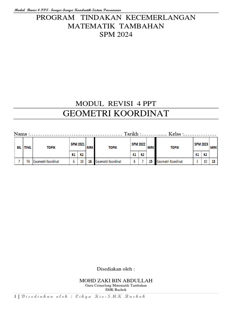 Modul Revisi 4 Ppt-geometri Koordinat | PDF