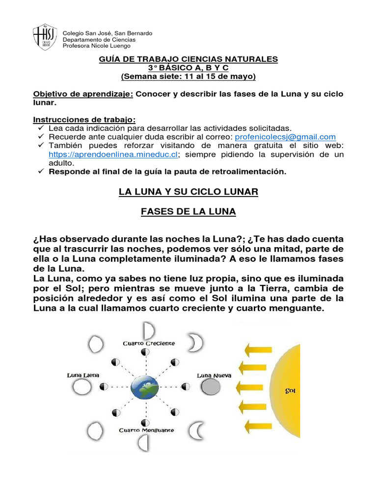Fases de La Luna Actividad | PDF | Luna