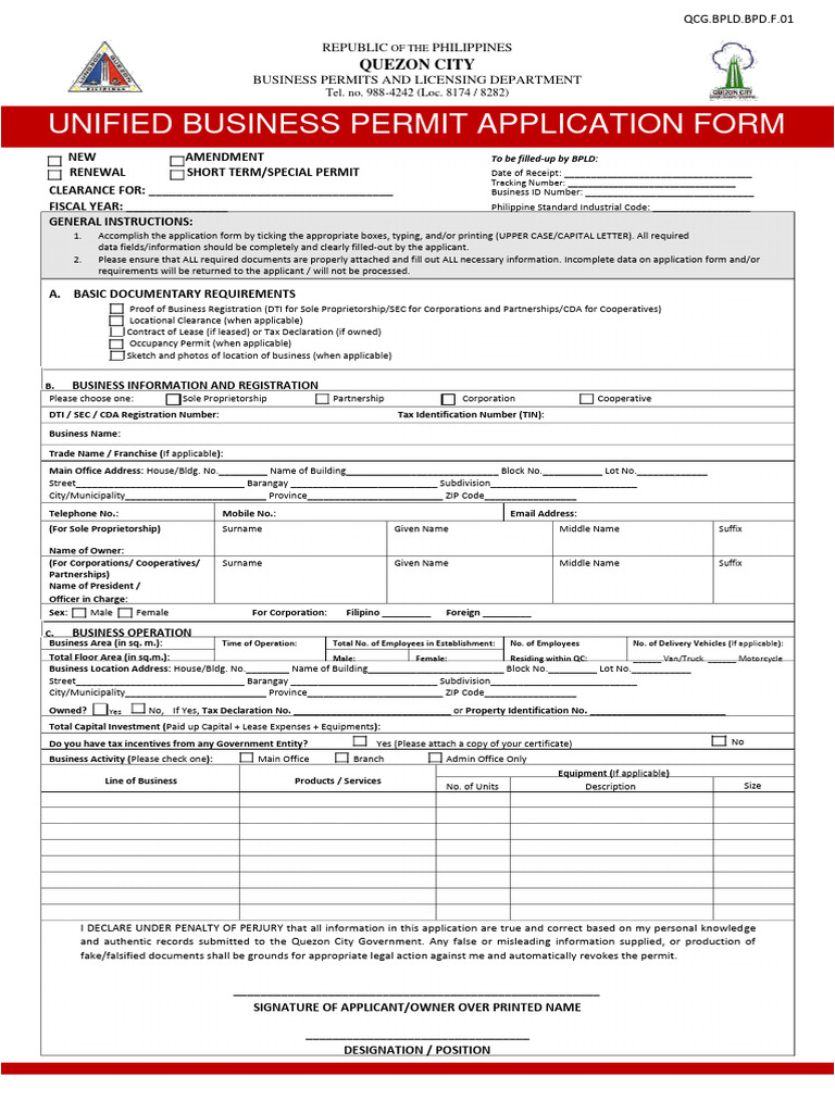 Unified_Business_Permit_Application_Form | PDF | Fire Safety | Safety
