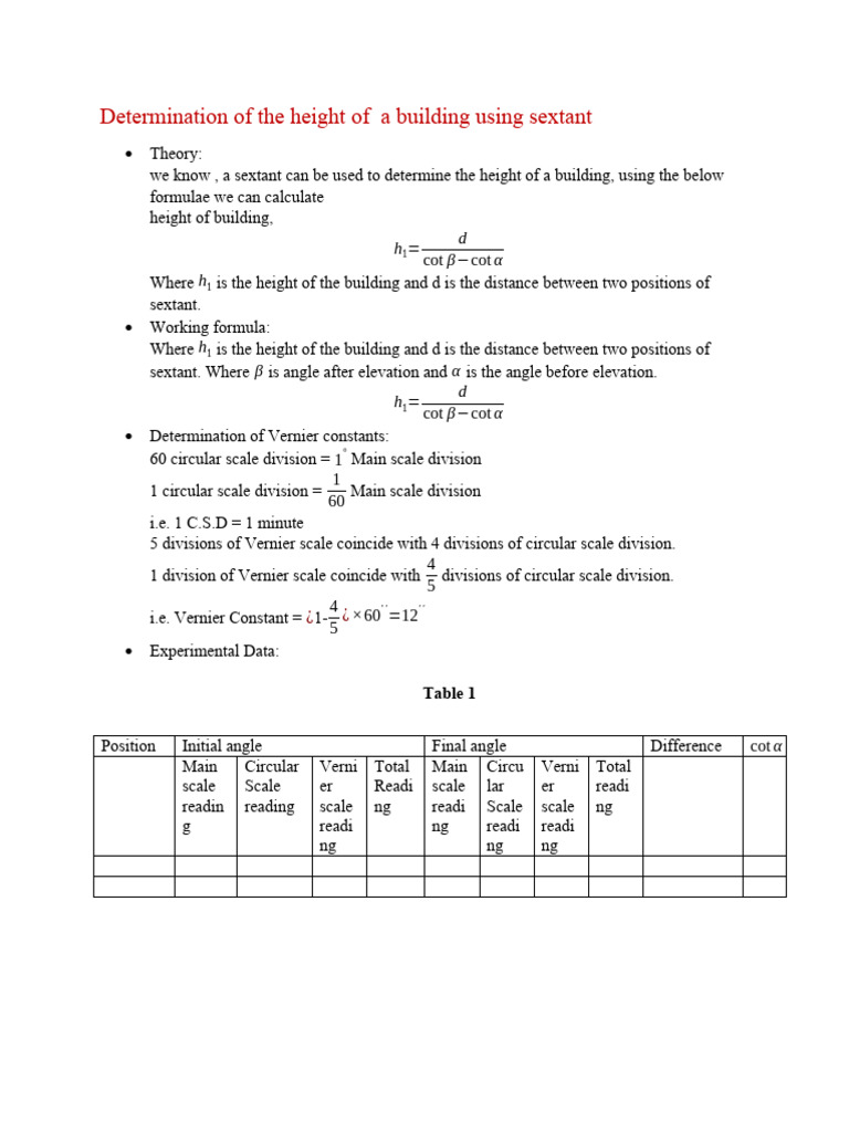 Height Measurement Using Sextant | PDF