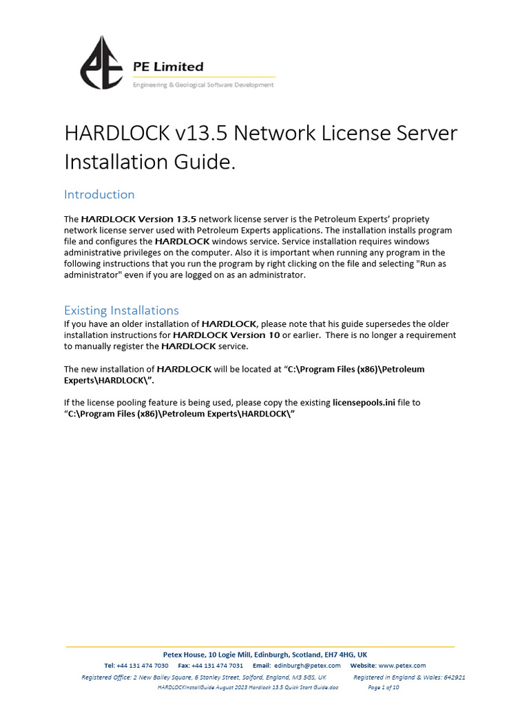 Hardlock 13.5 Quick Start Guide | PDF | Microsoft Windows | Installation (Computer Programs)