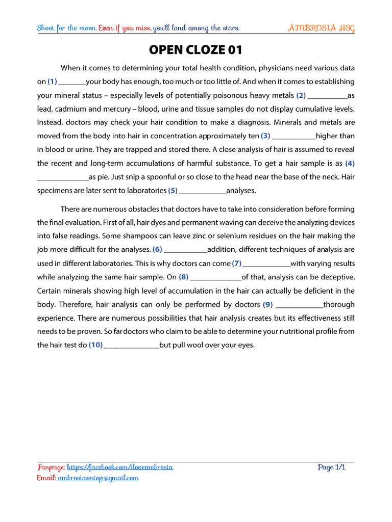 Open Cloze 01 | PDF