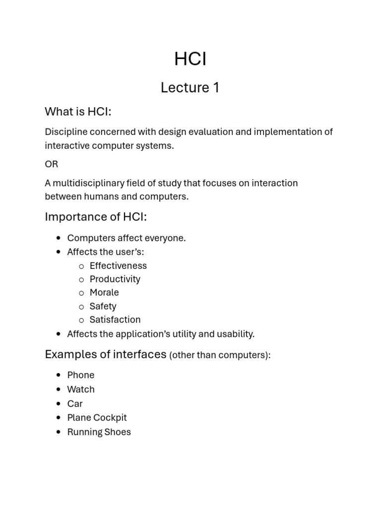 HCI | PDF | Human–Computer Interaction | Usability