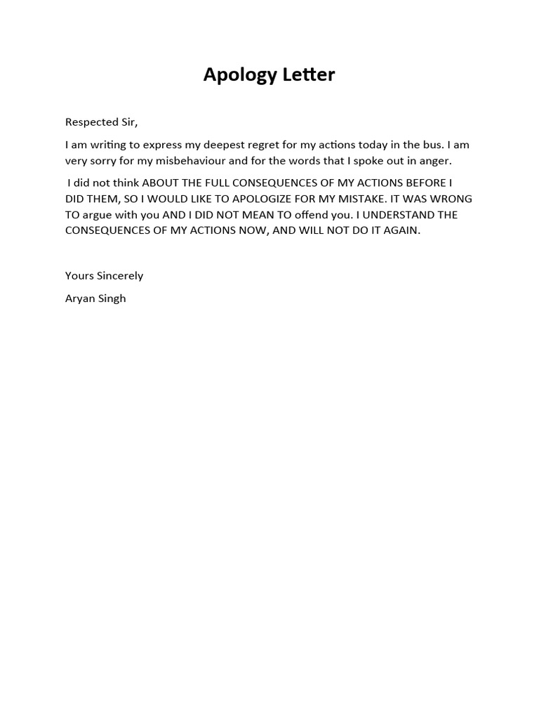 Apology Letter | PDF