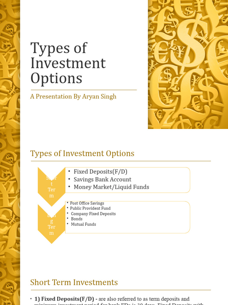 Investment Options Overview: Short & Long Term | PDF | Interest | Investing