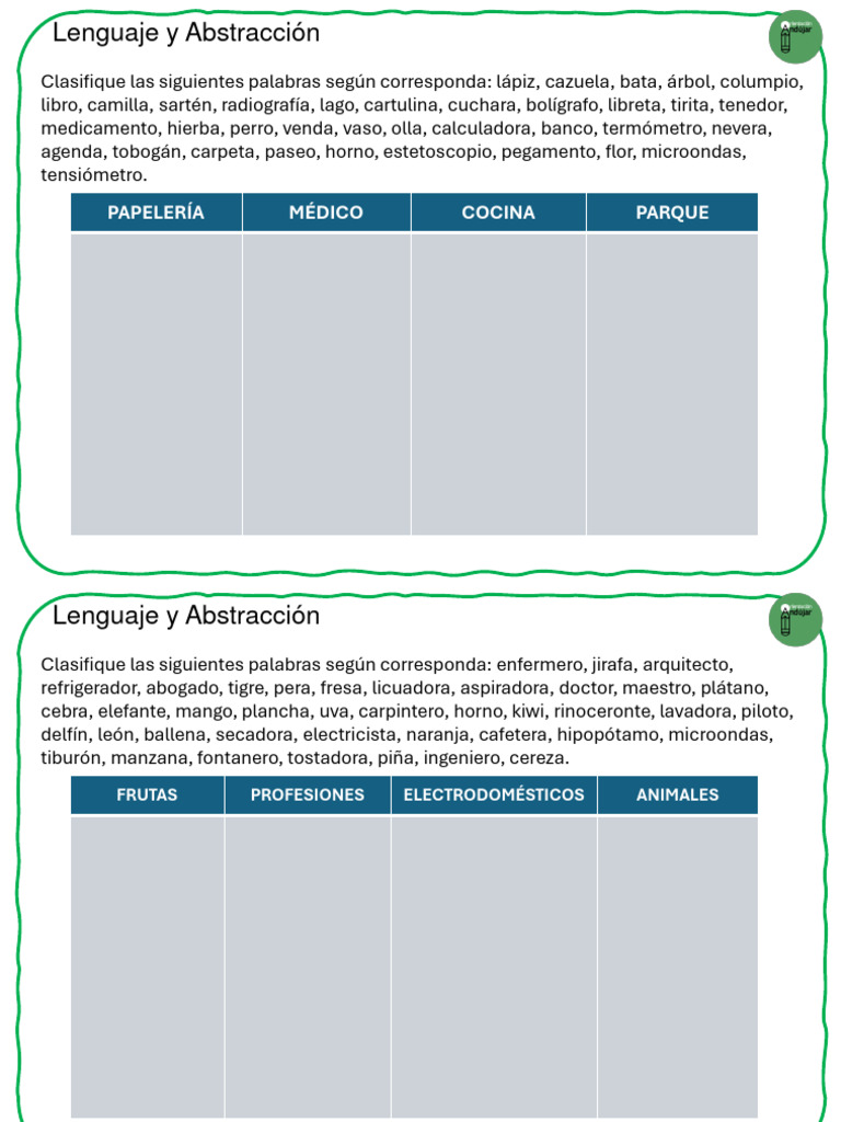 Clasificación de Palabras por Categoría | PDF