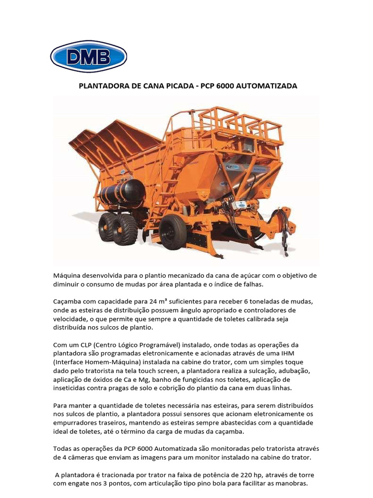 Memorial Descritivo PCP 6000 Automatizada - Atualizado | PDF | Trator ...