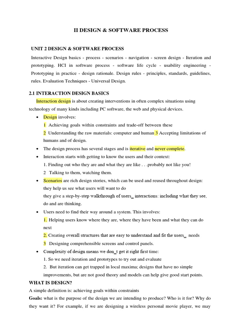 Lecture 4 Chapter 2 Design & Software Process Part 1 | PDF | Human–Computer Interaction | Usability