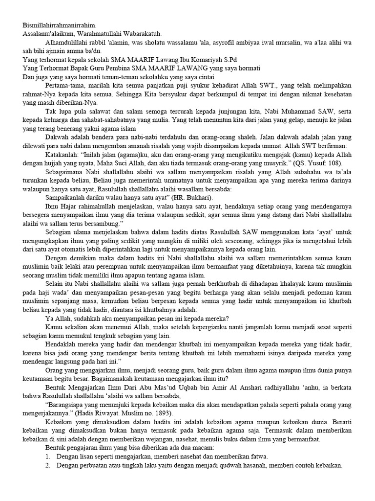 Tausiah Sampaikanlah Walau Satu Ayat | PDF | Kajian Bahasa Asing ...