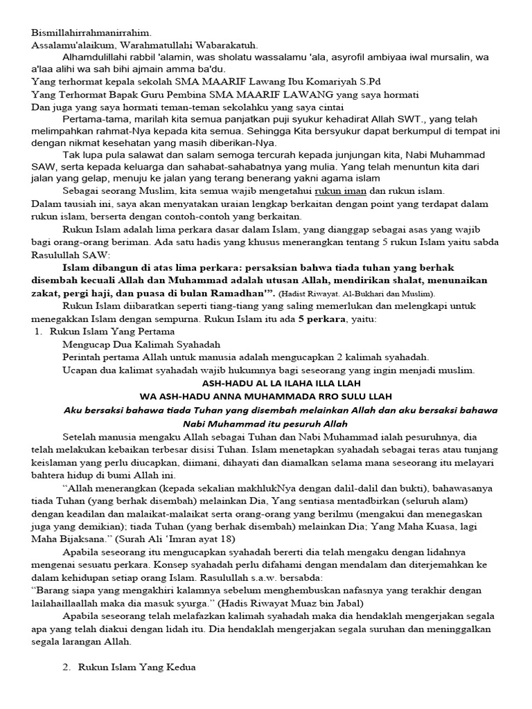 Tausiah Rukun Islam | PDF