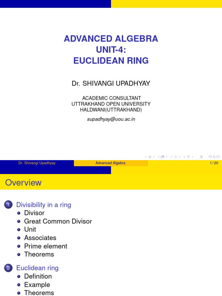 Unit 4 | PDF | Ring (Mathematics) | Arithmetic