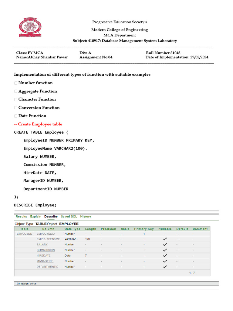 Abhay 51048 Dbms Ass 04 | PDF | Databases | Computer Programming