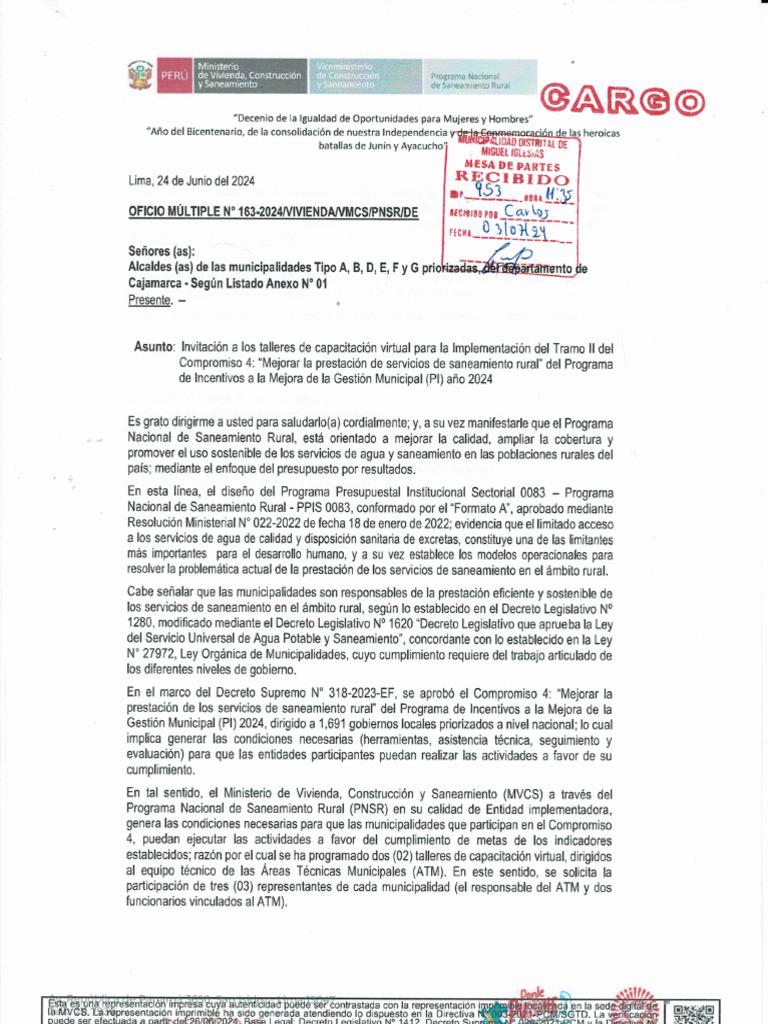 Cargo Oficio Multiple n 163-2024_1 | PDF