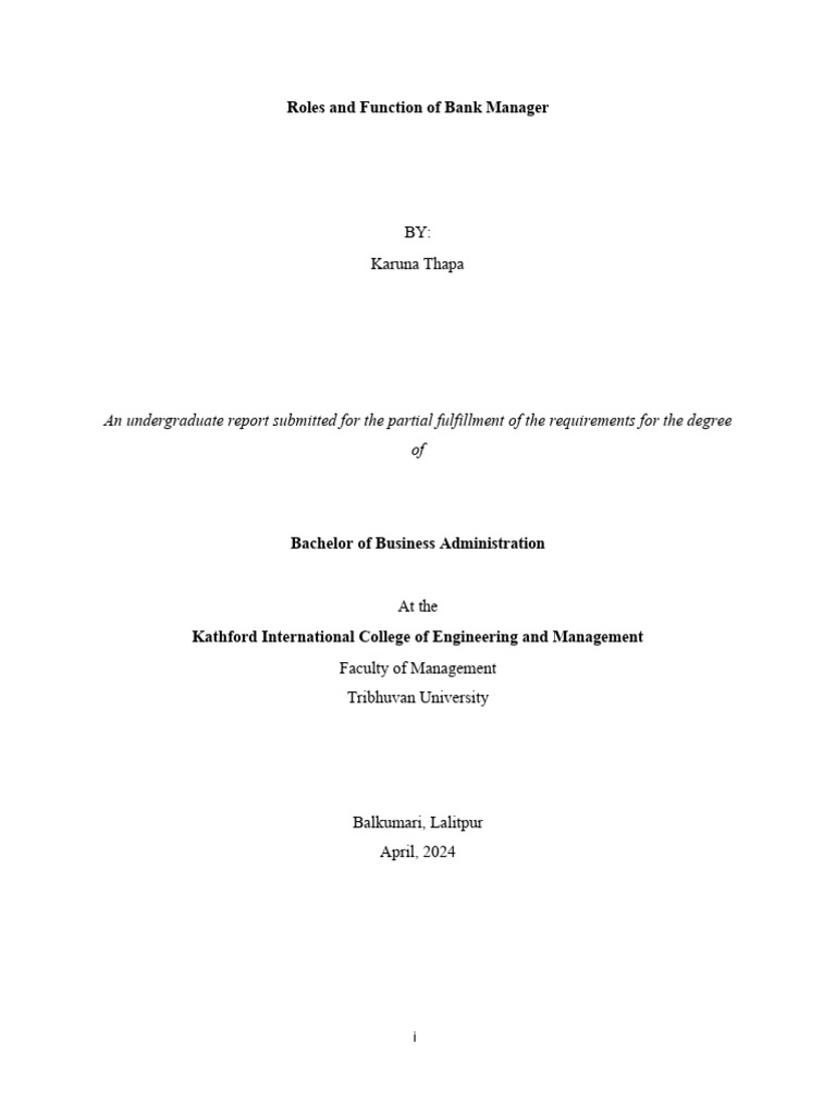 Roles and Functions of Bank Managers | PDF | Banks | Leadership