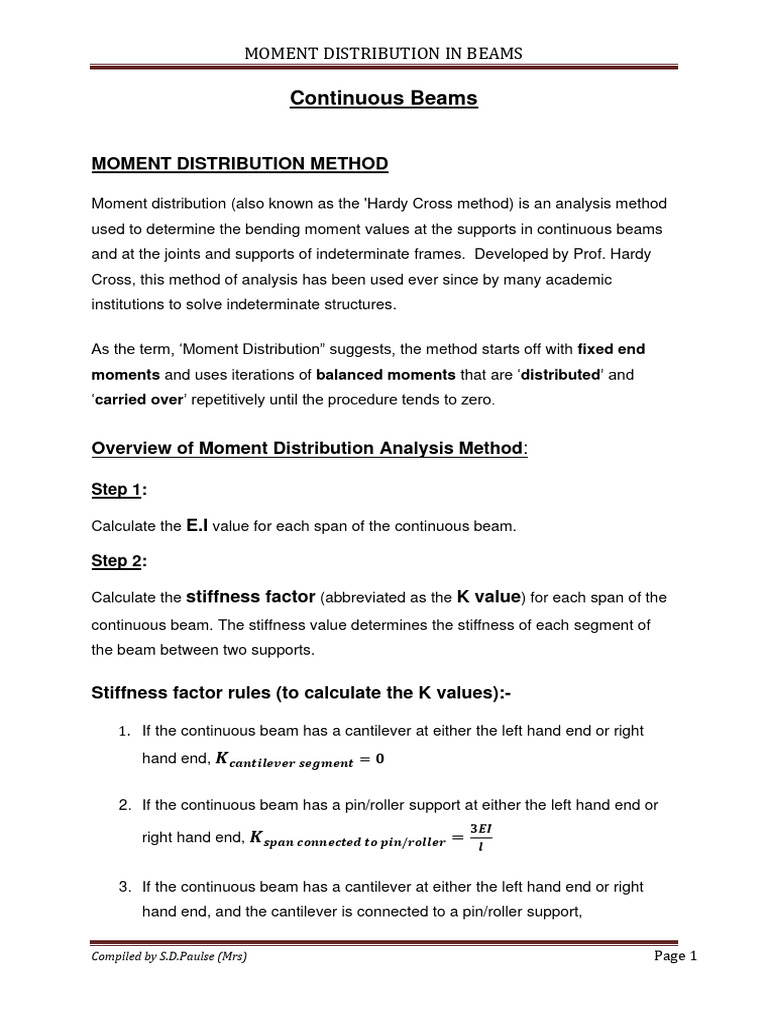 Moment Distribution Method for Beams | PDF | Mechanics | Mechanical ...