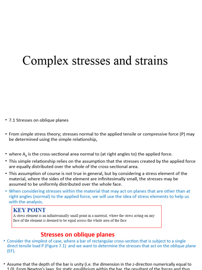 CHAPTER 8-Complex stresses and strains-New | PDF | Stress (Mechanics ...