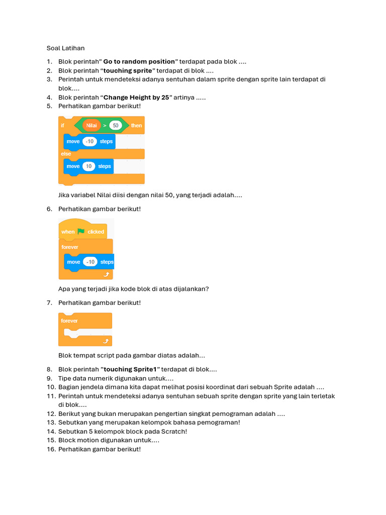 Latihan Soal Scratch | PDF | Game & Aktivitas