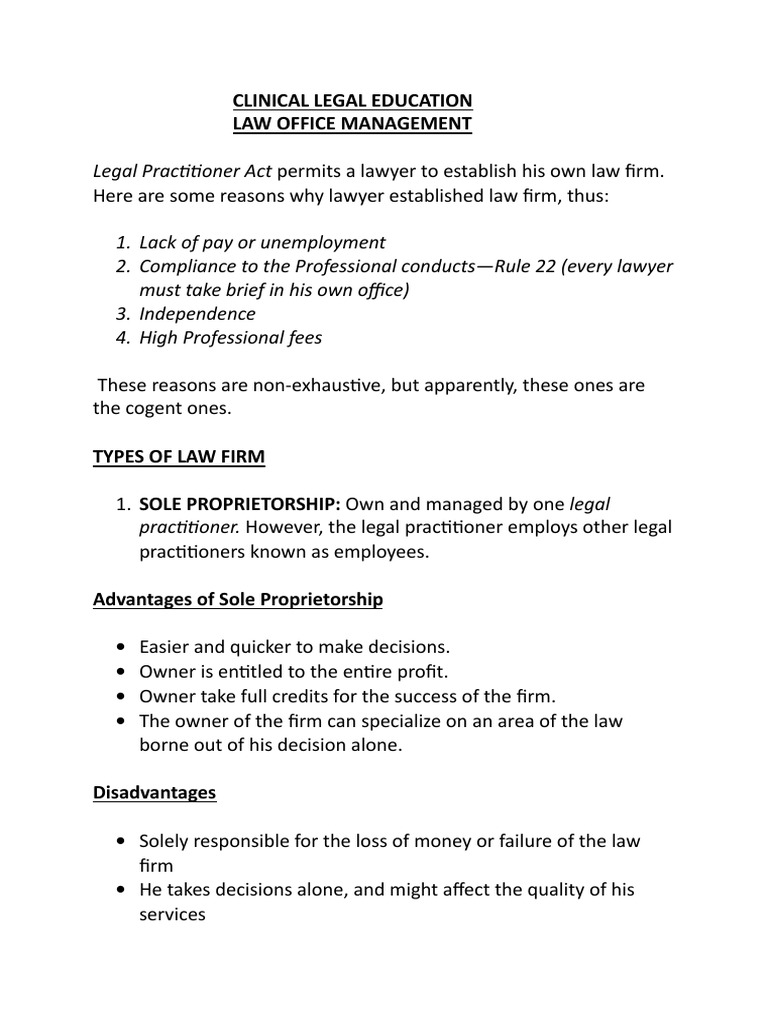 Cle, Law Office MGT 18 of July, 2024 | PDF | Sole Proprietorship | Law Firm