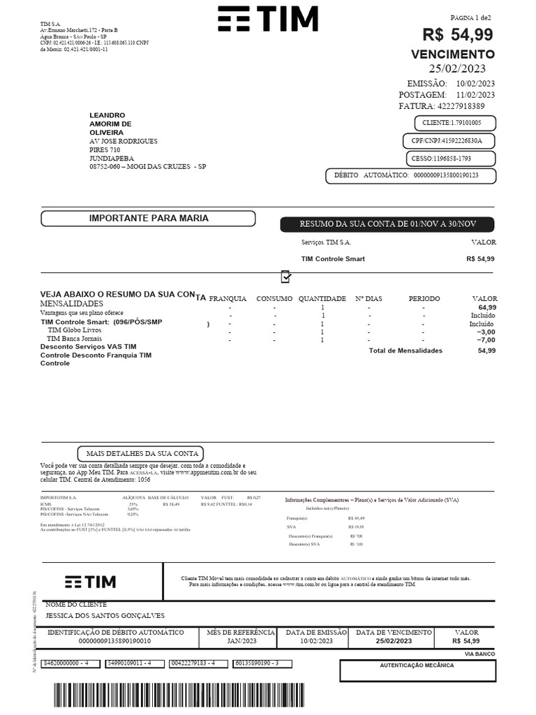 Comprovante Tim | PDF