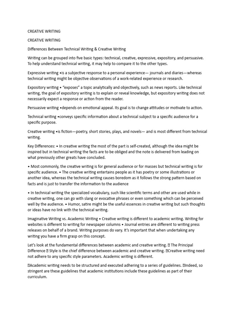 Creative Writing | PDF | Writing | Senses