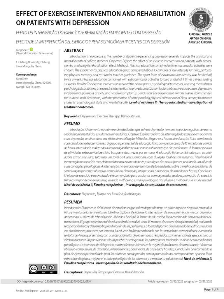 Exercise Depression | Download Free PDF | Major Depressive Disorder ...