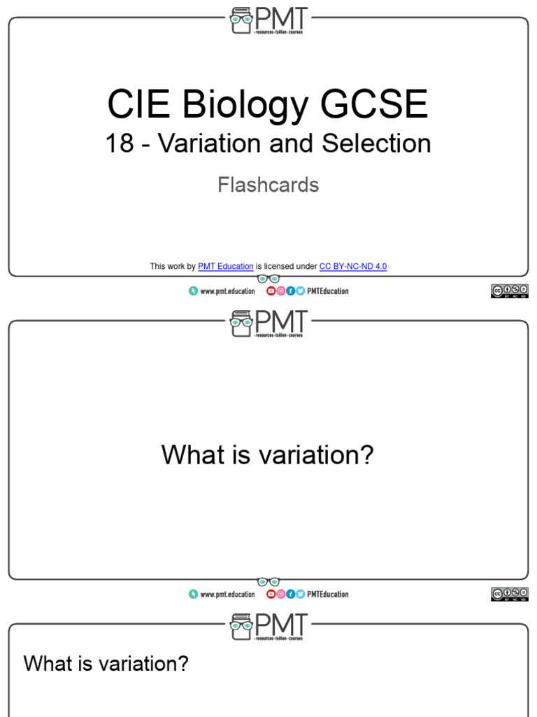Flashcards - Topic 18 Variation and Selection - CAIE Biology IGCSE | PDF | Genetic Variation ...