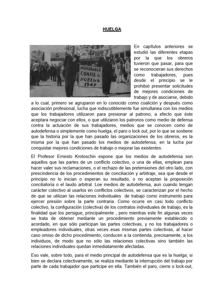 HUELGA Concepto, Etimologia y Definiciones Doctrinarias | PDF | Huelga ...