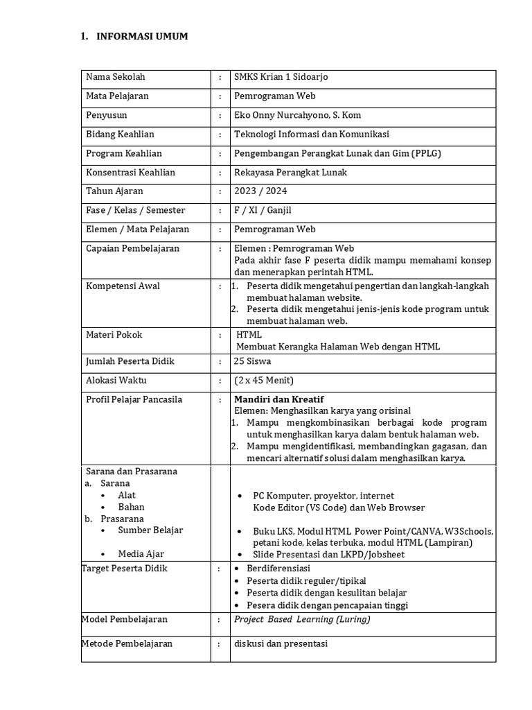 Modul Ajar Pemrograman Web - 3 | PDF