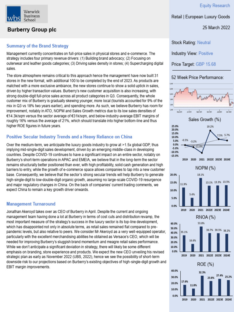 Burberry Equity Research Report 2022 | PDF | Expense | Taxes