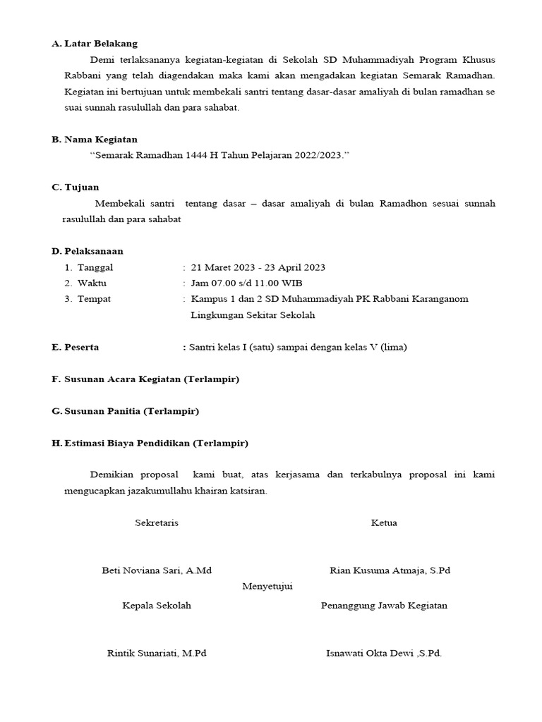 Proposal Ramadhan | PDF