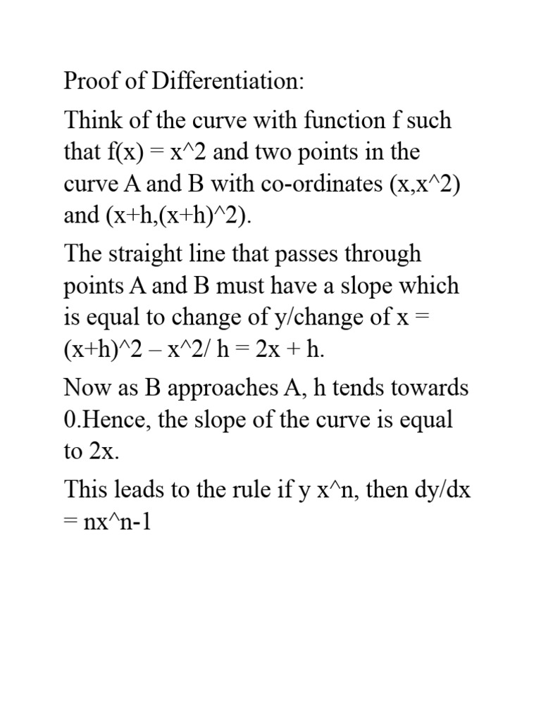 Understanding Differentiation Proofs | PDF