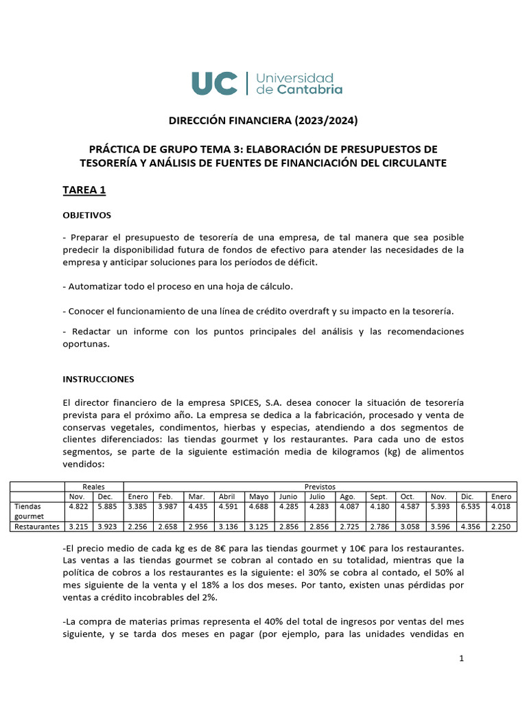 Enunciado Spices | PDF | Bancos | Presupuesto