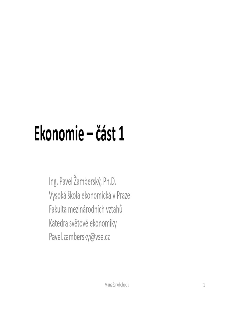 Ekonomie 1 | PDF