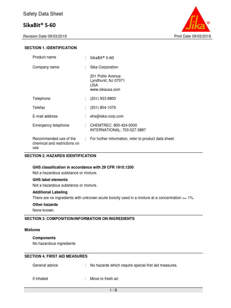 SikaBit 70 | PDF | Occupational Safety And Health | Safety