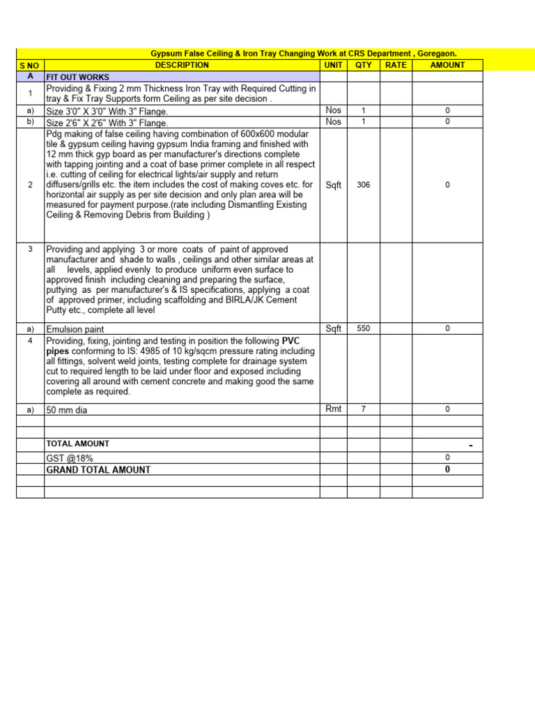BOQ CRS Department | PDF | Building Engineering | Building Materials