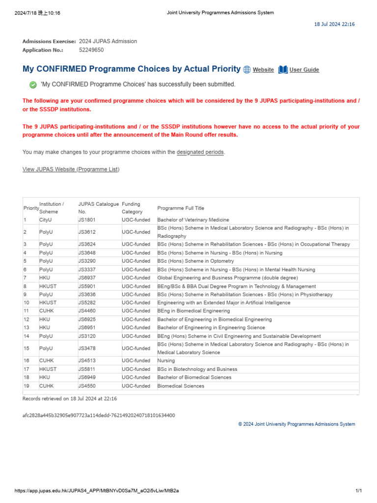 JUPAS 2024 Programme Choices | PDF | Bachelor's Degree | Bachelor Of ...